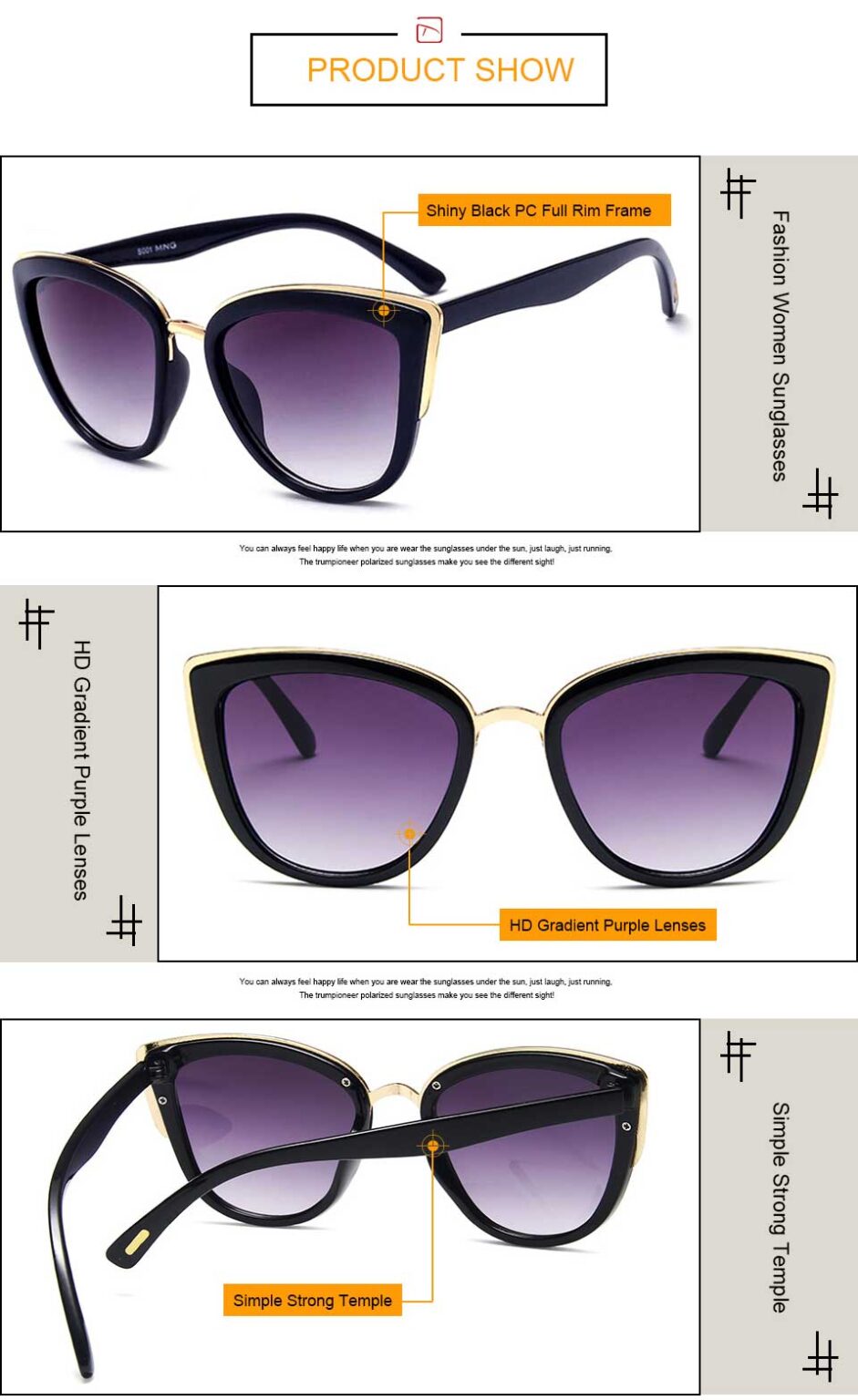 Cat Eye Sunglasses Vintage Square Tortoise Shades For Women